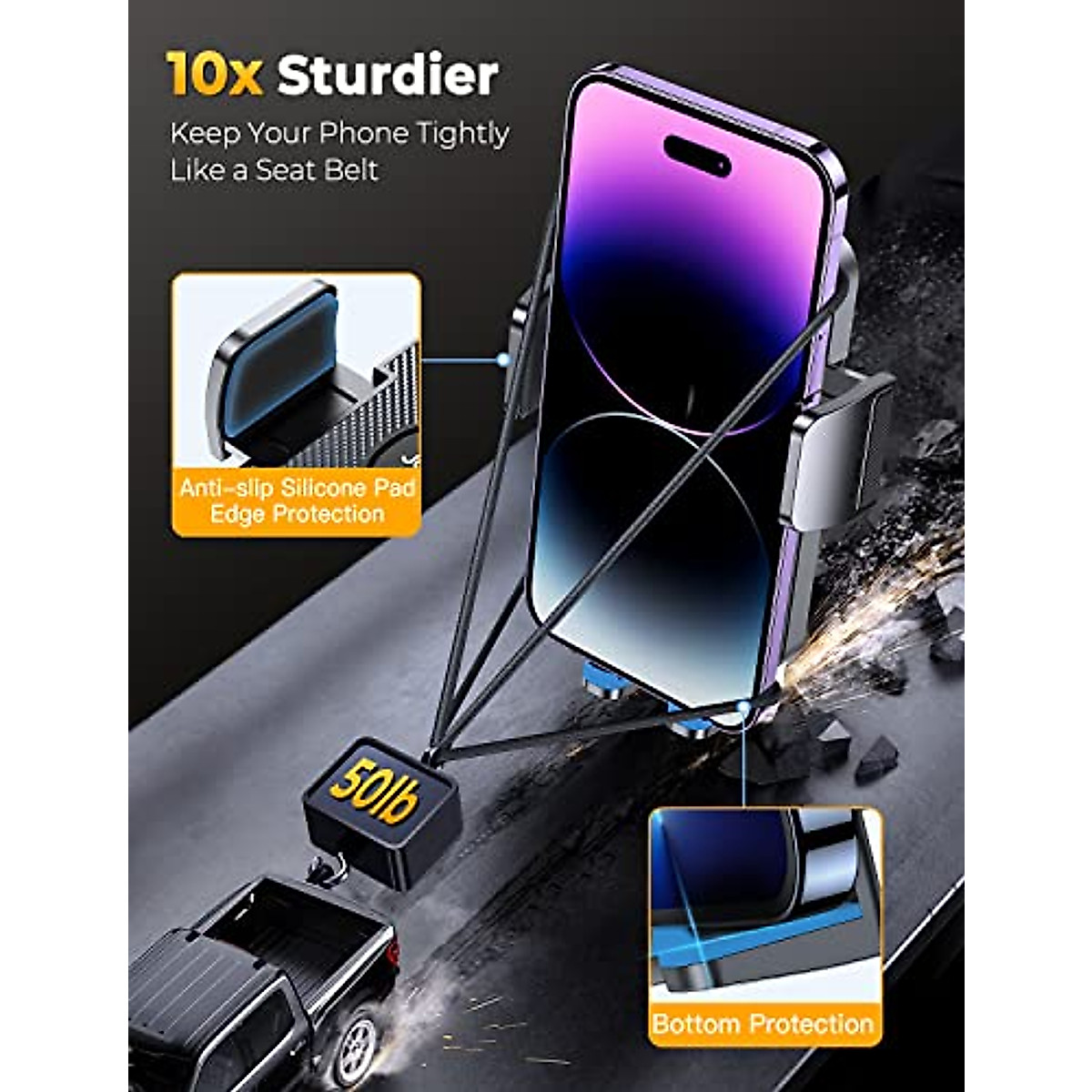 JOYROOM Car Vent Phone Mount, [ Enjoy Comfort A/C Air ] Never Blocking Vent Clip, Cell Phone Holder for Car Vent, Ultra Stable Car Cell Phone Holder for iPhone 14 13 Samsung Galaxy All Phones