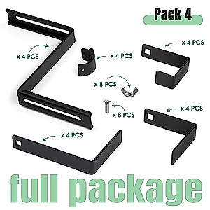Vinazone Window Box Bracket, Adjustable Planter Box Bracket, Flower Box Bracket for Railing, No Drill Flower Box Holder, Railing Planter Bracket, Planter Box Bracket for Deck Railing - 4Pack - Black