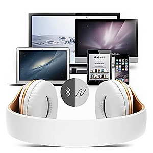 Luhuanx Bluetooth Earbuds, Wireless Industry Leading Noise Canceling Overhead Headphones with Mic for Phone-Call and Alexa Voice Control-White