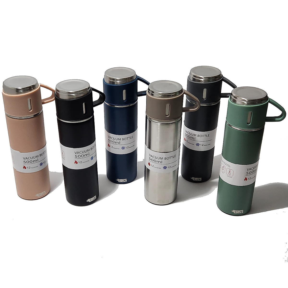 BT53 Stainless Steel 500 ML Vacuum Flask/Bottle/Thermos for Hot and Cold Drinks with Three Cups (Pink)