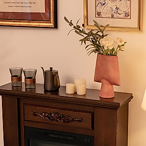 SIMOE 32" Electric Fireplace with Mantel,Package Freestanding Fireplace Heater with Remote Control & Overheat Protection & Adjustable Flame,Indoor Fireplace Mantel for Living Room,Bedroom,Brown