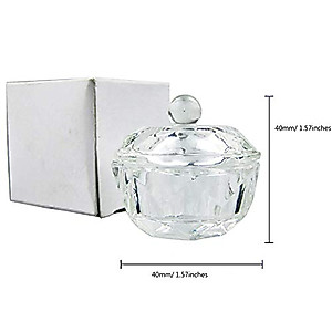 mollensiuer 2Pcs Clear Nail Art Acrylic Liquid Powder Dappen Dish Bowl Glass Crystal Cup Glassware with Lid for Nail Art Manicure Care Tools