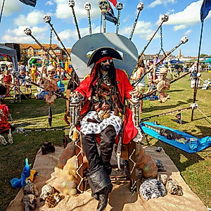 M&G House Halloween Adult and Kid's Party Pirate Hats Caribbean Pirate Hat Cap - 2 Pieces Black