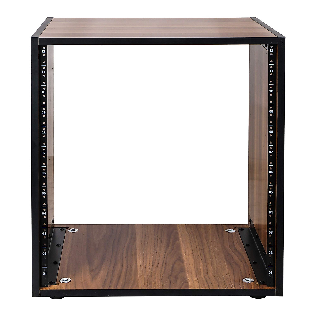 Sound Town DIY 12U Studio Rack with Furniture Grade Walnut Laminate, Rubber Feet, Casters (SDRK-12WN)