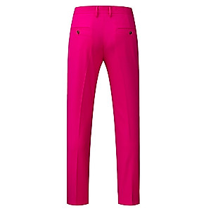UNINUKOO Mens Dress Pants Slim Fit Solid Color Skinny Trousers Classic Business Casual Wedding Suit Pants US Size 29W x 30L Pink