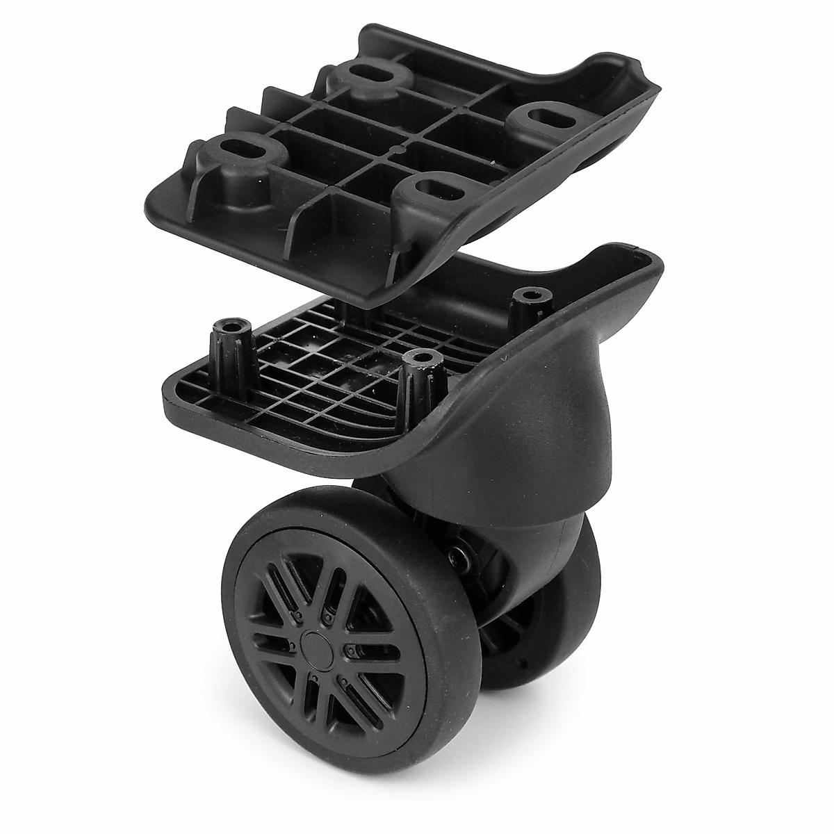 Zoofen Suitcase Wheels Swivel Wheel with Dual-Wheels Luggage Wheels Replacement Suitcase Wheels with 4 Screw Holes (W044-B,2 pcs)