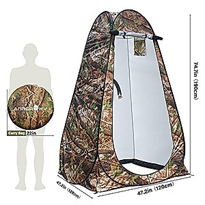 anngrowy Pop Up Shower Tent Portable Outdoor Camping Bathroom Toilet Tent Changing Dressing Room Privacy Shelters Room for Hiking and Beach Sun Shelter Picnic Fishing– UPF40+ Waterproof