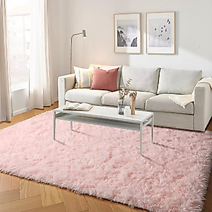 PAGISOFE Pink Rugs for Girls Bedroom 4x6 Ft Fluffy Cute Girls Room Decor Aesthetic Area Rug Kawaii Baby Nursery Rug Plush Playroom Rug Shag Teen Girls Rug Thick Fur Dorm Rug Living Room Carpet