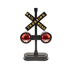 TG,LLC Treasure Gurus Flashing Railroad Track Crossing Signal Red Light Sound RR Xing Train Crossbuck Desk Decor
