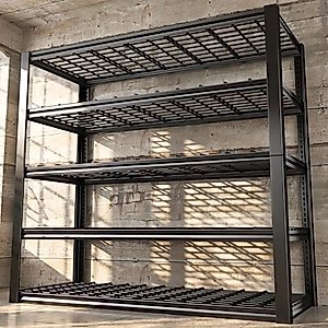 REIBII 48''W Garage Shelving 2500LBS Storage Shelves Heavy Duty Garage Shelves 5 Tier Adjustable Metal Shelves for Garage Storage Rack Heavy Duty Shelving Industrial Utility Shelf,48''W X 72''H X18''D