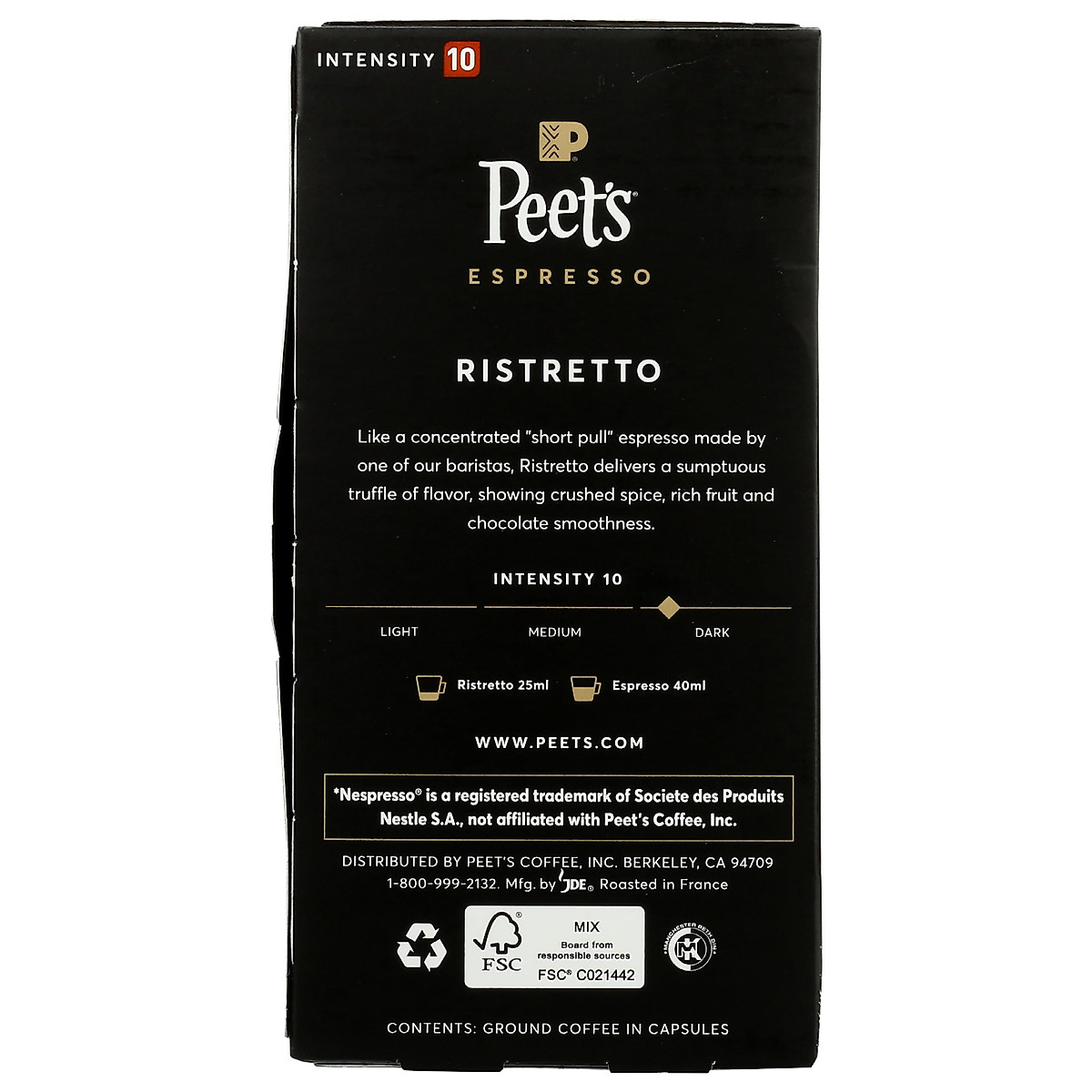 Peet's Coffee & Tea Ristretto Capsules, 1.87 OZ