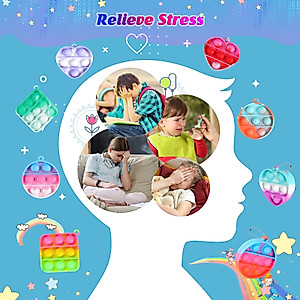 30 PCS Pop Fidget Toys Its Party Favors for Kids 4-8,8-12, 3 Shape Pop Keychain It Kids Bulk Fidgets Toys Small Prizes for Kids Classroom Birthday Toys Party Fidget Pack Popper Toy Gift for Girls Boys