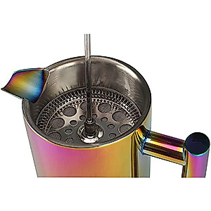 MAGICAFÉ French Press Coffee Maker – 1 or 2 Cups Small Stainless Steel Coffee Maker Double Walled French Press Rainbow 12oz/350ml