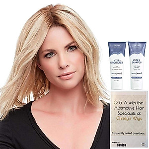 Bundle - 4 Items: 12" Top Form French Exclusive Colors Remy Human Hair Topper by Jon Renau, Christy's Wigs Q & A Booklet, BeautiMark Hydra Shampoo & Hydra Conditioner - Color: 8RN