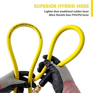 FYPower Air Compressor Whip Hose 3/8 Inch x 6 Feet Lead in Hybrid Hose with Fittings, Flexible and Kink Resistant, 1/4" Industrial Quick Coupler and Plug Kit - Yellow