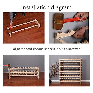 Wine Rack Solid Wood Stackable Storage Wooden Wine Rack Wine Cabinet (60 Bottles, Natural Color)