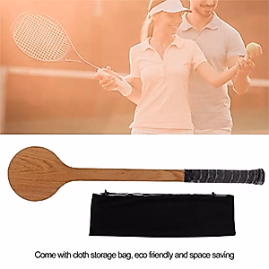 Wooden Tennis Spoon Sticking Practice Tennis Racket Accurately Tennis Pointer Improve Sweet Spot Trainer with Storage Bag for Sports Swing Practice Training Aid(60cm)