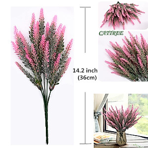CATTREE Artificial Lavender Flowers Pink 8 Bundles, Fake Plastic Plant Lifelike Bouquet Home Bridal Wedding Office Party Garden Balcony Indoor Outdoor DIY Wreath Centerpieces Arrangements Decoration