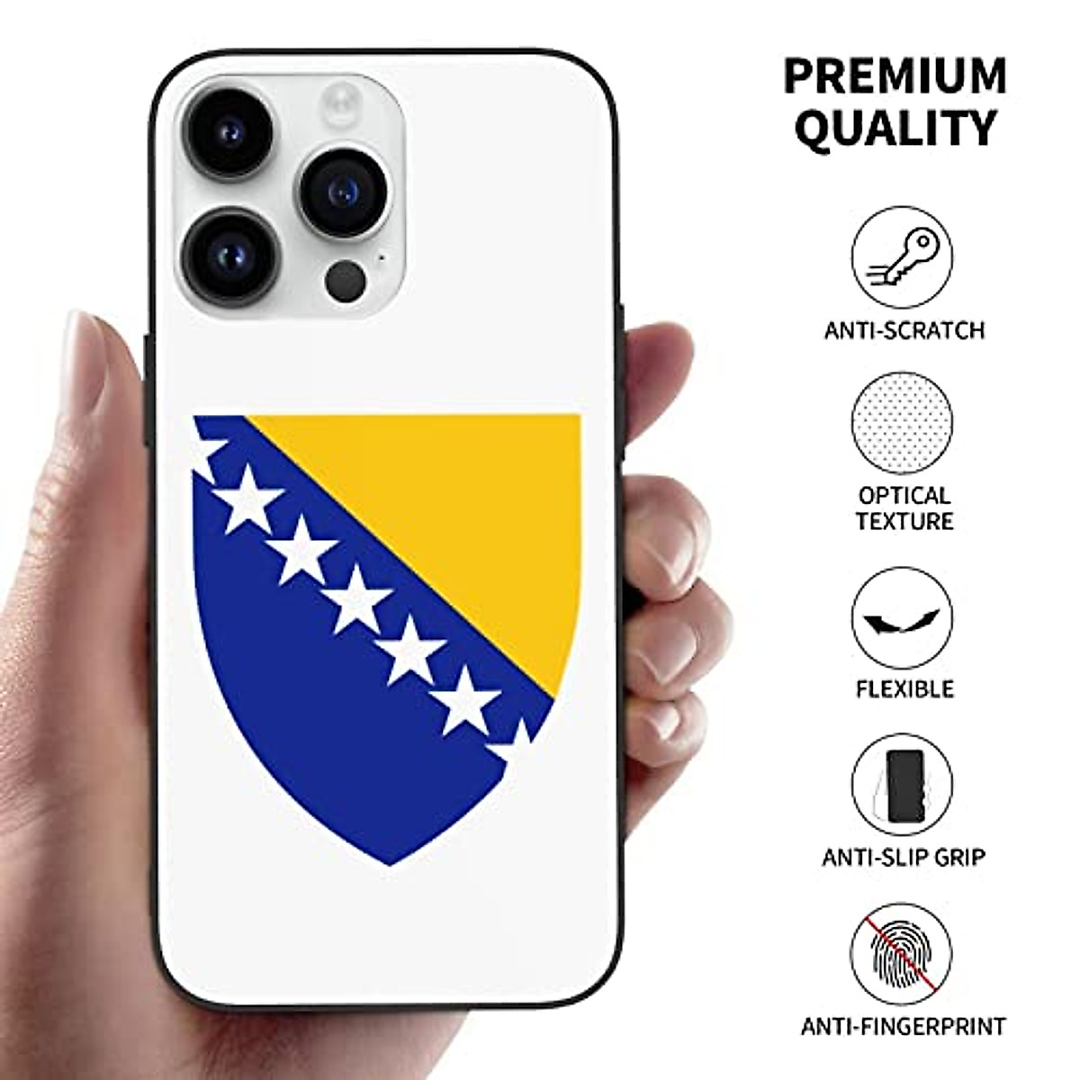 Coat of Arms of Bosnia and Herzegovina iPhone 14 Pro Max Phone Case, You Can DIY On A Variety of Patterns White