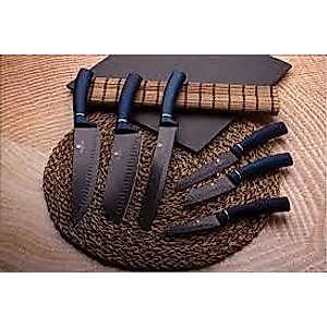 Berlinger Haus Kitchen Knife Set with Magnetic Knife Holder, 6 Pieces Knives Set for Kitchen with Block, Stainless Steel Sharp Cutting Chef Knife Set, Cooking Knives Set with Ergonomic Handle, Blue