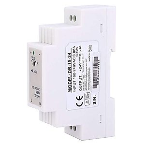 DIN Rail Power Supply, PWM Modulation Method 24V 0.63A Power Supply DIN Rail Mount Engineering Plastic Housing Flame Retardant Din Rail Slim Switching Power Supply
