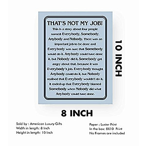 "That's Not My Job"-Motivational Wall Art Sign-8 x 10" Humorous Typographic Poster Print-Ready to Frame. Ideal Home-Office-School-Décor. Great Sarcastic Desk & Cubicle Sign. Perfect for Teachers!