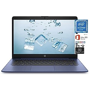 HP 2021 Newest 14 inch HD Laptop Computer, Intel Celeron N4000 up to 2.6 GHz, 4GB DDR4, 64GB eMMC Storage, WiFi, Webcam, HDMI, Bluetooth, 1 Year Microsoft 365,Windows 10 S, Blue + Hubxcel Cables