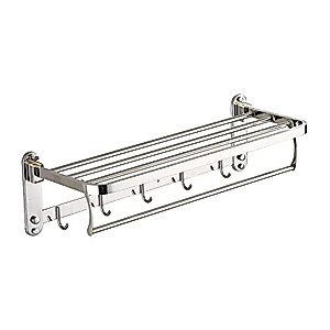 Metal Storage Shelves Wall Mounted with Hooks Durable Stable Towel Bar Organizer Stand Holder for Dormitory Household Bathroom Hotel Kitchen, S