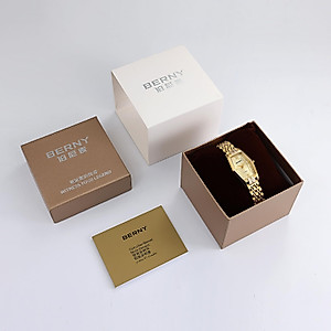 BERNY Gold Watches for Women Dainty Hexagon Ladies Quartz Wrist Watches Stainless Steel Band Fashion Analog Watch Luxury Bracelet(Gold Dial)