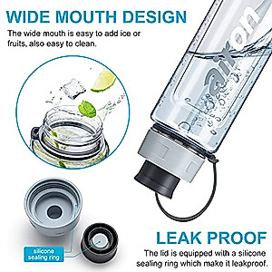 AIRON 34oz Sports Water Bottle - Leakproof & BPA Free Tritan with Time Marker & Removable Straw to Ensure You Drink Enough Water Throughout The Day for Fitness and Outdoor Sports Grey