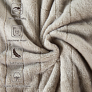 Tefici Electric Heated Blanket Throw, Super Cozy Soft Flannel 50" x 60" Heated Throw with 3 Fast Heating Levels & 4 Hours Auto Off, Machine Washable, ETL&FCC Certification, Home Office Use, Camel