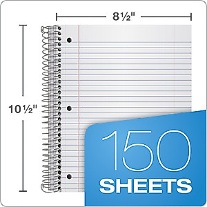 Oxford Spiral Notebooks, 3-Subject, Wide Ruled Paper, Durable Plastic Cover, 150 Sheets, 3 Divider Pockets, 2 per Pack (10385)
