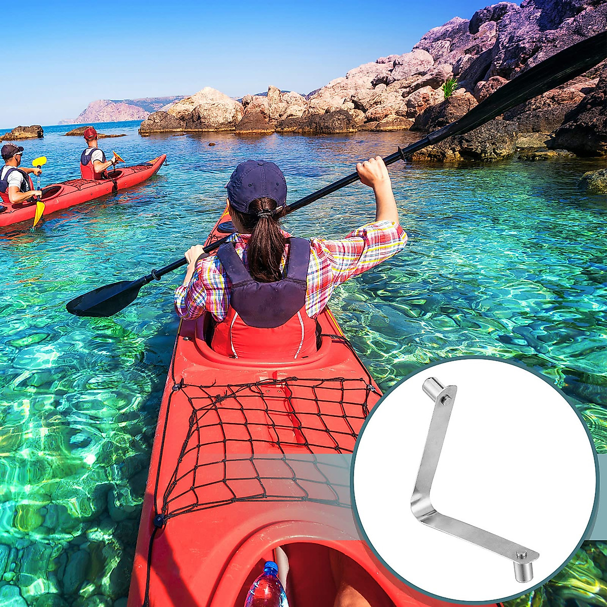 8 Pieces Double Pin Spring Button Clip Push Button Clip Tent Pole Push Button Spring Clips Stainless Steel Kayak Paddle Spring Snap Clips Tube Locking Pin Clips for Camping Replacement (6 mm)