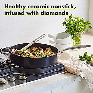 GreenPan SearSmart Hard Anodized Healthy Ceramic Nonstick, 5QT Saute Pan Jumbo Cooker with Helper Handle and Lid, PFAS-Free, Textured Surface, Dishwasher Safe, Black