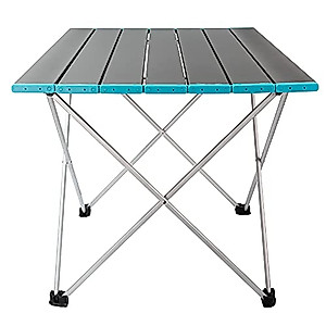 Ready Table Small Lightweight Portable Outdoor Folding Table w/Aluminum Hard Top. Useful for Beaches, Boating, Camping & More. 16x11 Portable Table w/Bag Makes for Easy Travel & Quick Setup.