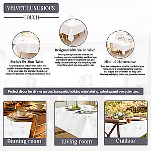 Majestic Giftware Velvet Tablecloths for Rectangle Tables | (70/160) - TC1409 Silver Infinity Print Hem Stitch Dining Table Cover | Decorative Washable Rectangle Tablecloth for Kitchen, Dinning, Party