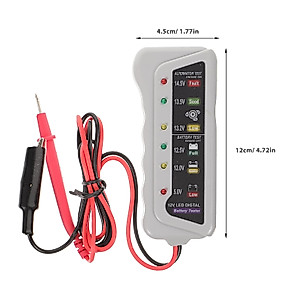 iplusmile Battery Tester Digital Battery Analyzer, Car Battery Tester Check Battery Condition Alternator Charging Cranking System Scan Tool for Car Motorcycle Trucks (Light Grey)