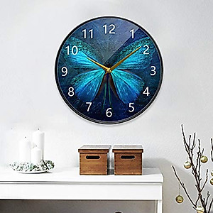linqin Wall Clock Battery Silent 12 Inch Butterfly Insect Macro WingCreative Arabic Numerals Decorative for Kitchen Living Room