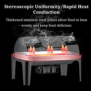 FLTRGO Chafing Dish Set, 9L Stainless Steel Buffet Trays Food Server with Fully Retractable Roll Top Lid, for Restaurant Catering Parties Weddings Picnics,Invisible