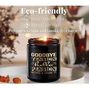 Funny Retirement Gifts for Women and Men, Happy Retirement Gifts for Friends, Coworker on Retirement Day, 7oz Soy Wax Lavender Scented Candle - Goodbye