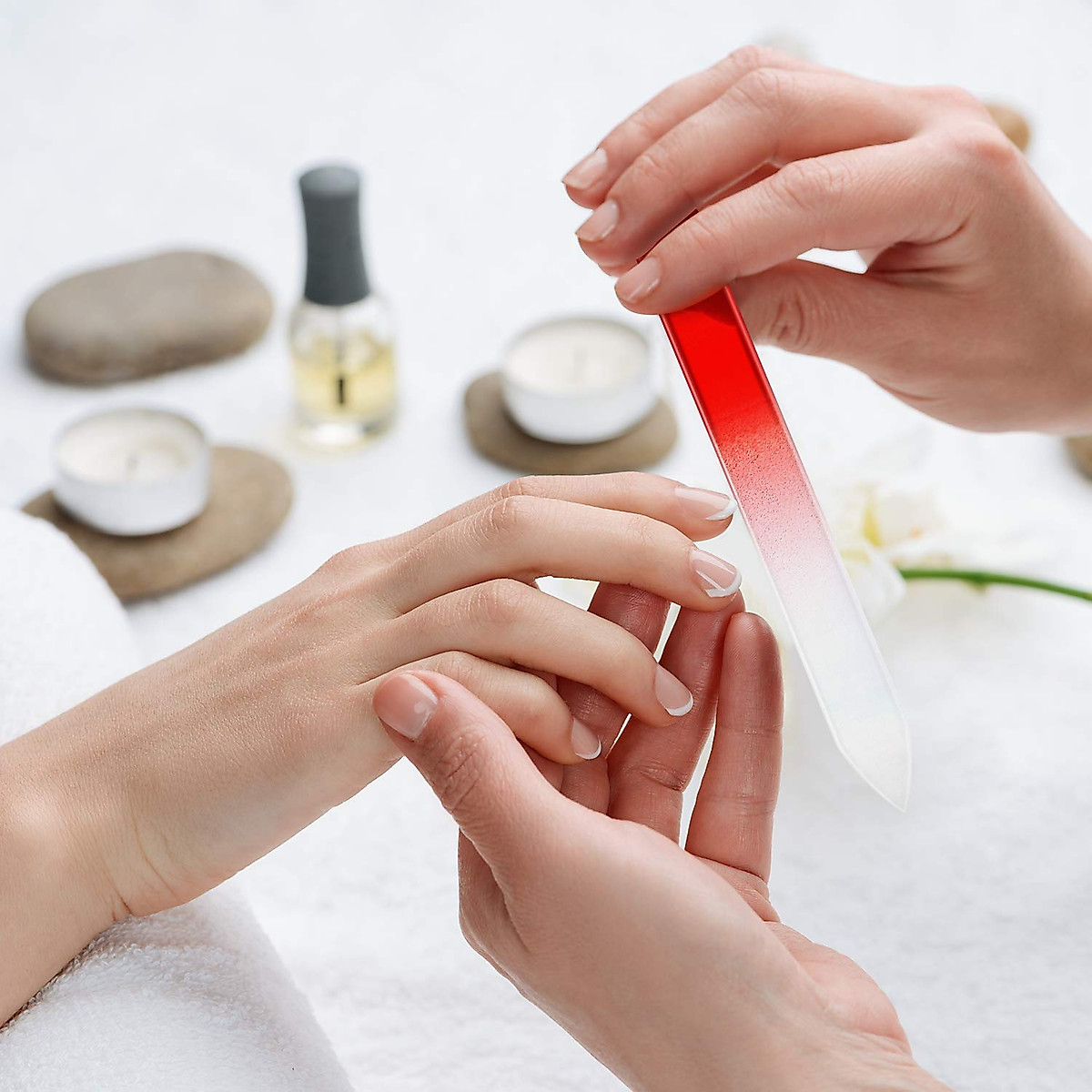 Honoson 24 Pcs Crystal Glass Nail Files Czech Glass Fingernail Files Professional Manicure Tool for Natural Nails, Gradient Rainbow Color Buffer Nail Care for Salon Gift, 9 x 1 x 0.3 cm(Classic Color)