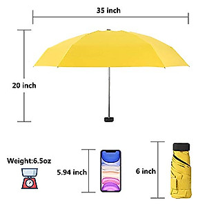TOPTIE Mini Windproof Travel Umbrella, Compact Sun & Rain Umbrella with UV Protection (Pink)