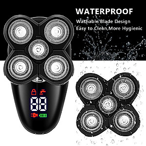 Head Shavers for Bald Men, 5 in 1 Facial & Body Grooming Set Electric Shaver Hair Trimmer Beard Electric Razor for Men Bald Shaving Machine Digital LCD Display