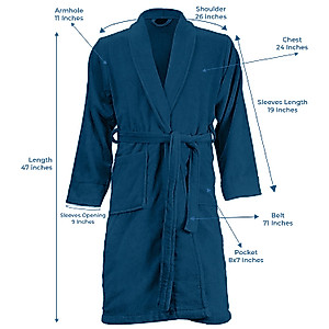 DAN RIVER Premium Cotton Terry Robes for Women and Men, Ultra Soft bathrobe with Adjustable Waist Belt and Pockets Pack of 1