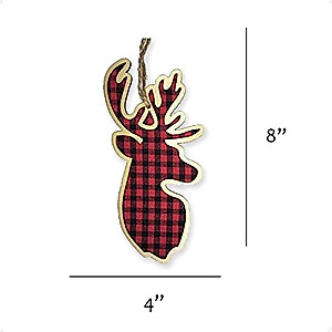 Buffalo Plaid Reindeer Ornaments (6 Pc Set)