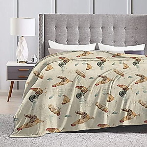 Cute Country Farm Rooster Blanket Ultra Soft Flannel Throw Blanket Warm Cozy Blanket Gifts for Kids Adults All Season 50"X40"
