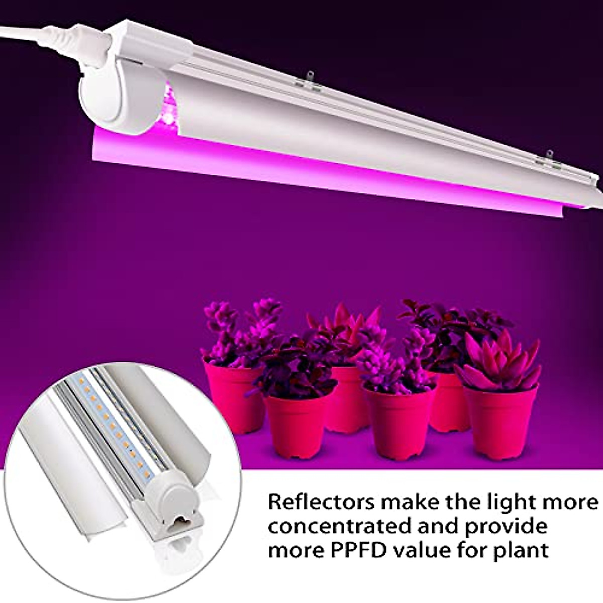 (8-Pack) LED Grow Light, T8 Grow Lights 2FT, 192W(8×24W) High Intensity Full Spectrum Indoor Grow Lights with High PPFD Value, Grow Lights for Indoor Plants, Seed Starting, Succulent, Vegetables