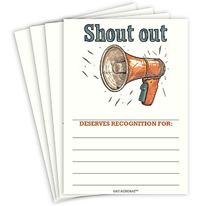 Hat Acrobat 50 Shout Out Cards - Recognition Cards for Employees - Encouragement Cards for Public Service Recognition Week, Employee Appreciation Day or Teacher Appreciation Postcards (Orange)