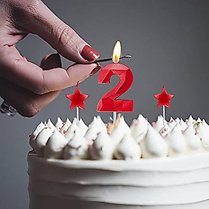 5th Birthday Candles and Star Heart Candles 2.76 Inch for Birthday Cakes Decorations Wedding Anniversary Celebration Number 5 50 15 51 52 53 54 55 56 57 58 59(Red,5)