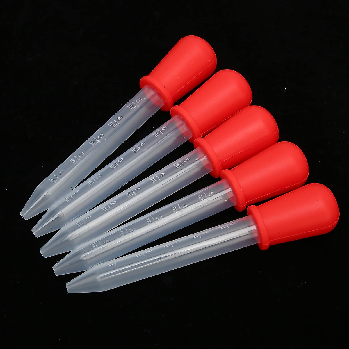 5Pcs Liquid Droppers, 5ml Silicone Material Easy Clean Making Disposable DIY Eye Dropper with Bulb Tip for Kids Candy (Red)